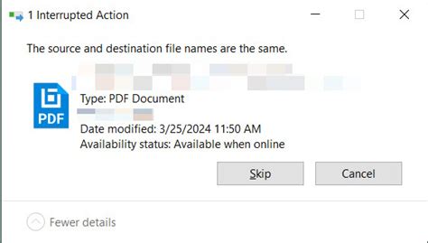 The Source And Destination File Names Are The Same Message Returned