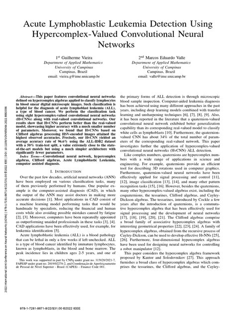 Acutelymphoblasticleukemiadetectionusinghypercomplex Valued