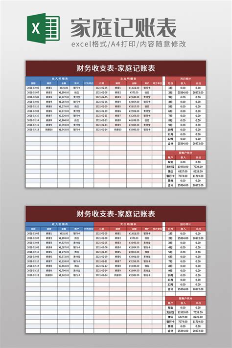 簡單的家庭會計收支表excel模板 Xls Excel模板範本素材免費下載 Pikbest