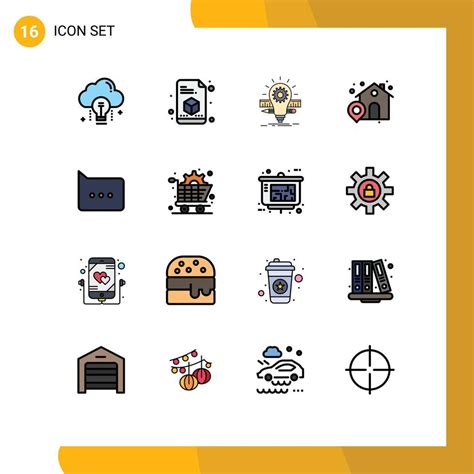 Set Of 16 Vector Flat Color Filled Lines On Grid For Chat Location