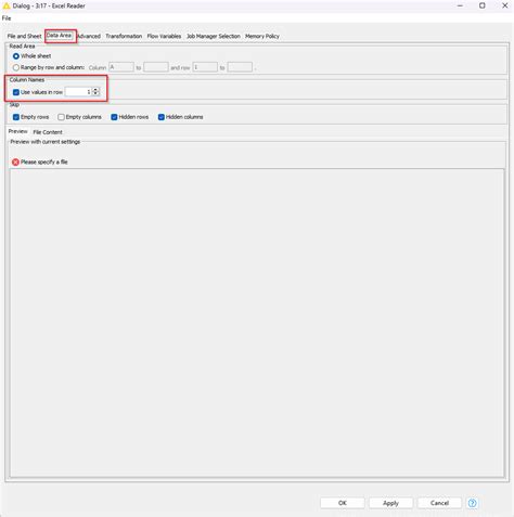 Excel File Reader Column Header Knime Analytics Platform Knime