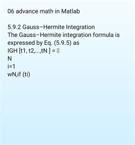 Solved 06 Advance Math In Matlab 592 Gauss Hermite