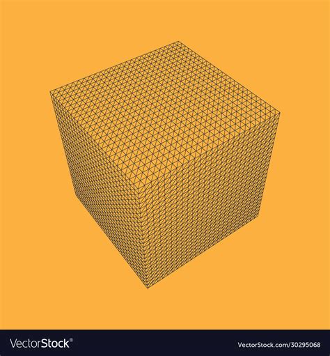 D Cube Wireframe Mesh Royalty Free Vector Image