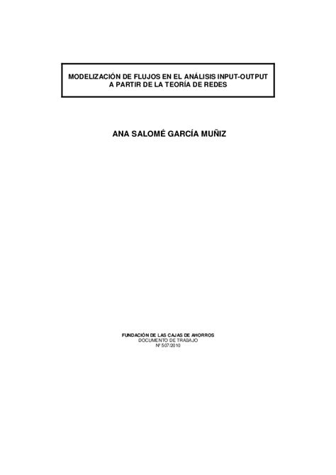 Pdf Modelización De Flujos En El Análisis Input Output
