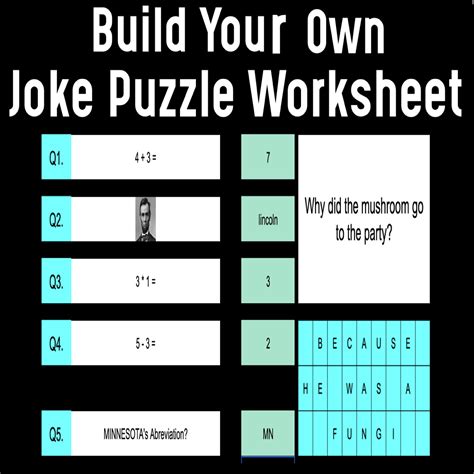 Build Your Own Revealing Joke Puzzles Basic Math Maths Puzzles Jokes