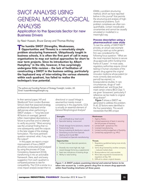 swot analysis using general morphological analysis