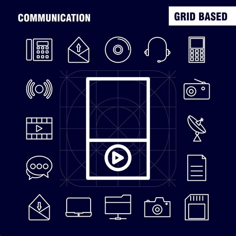 Communication Line Icons Set For Infographics Mobile Uxui Kit And Print Design Include Laptop
