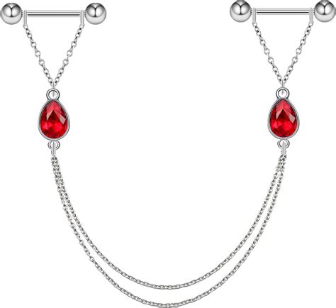 Wosexymen Nipple Jewelry With Chains 14g Barbells Nipple