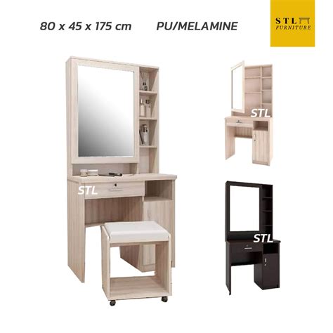 โต๊ะแป้ง 80 Cm กระจกเปิด Stlfurniture