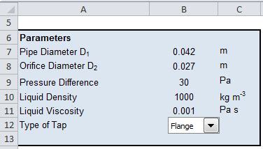 Find Orifice Diameter For Specific Operating Parameters Excel Calculations