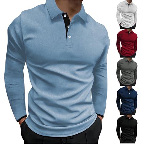Biztdjrk Mens Muscle Slim Fit Polos Shirts Long Sleeve Button Up Lapel