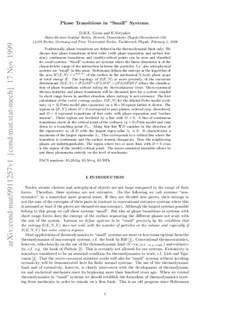 Pdf Phase Transitions In Small” Systems