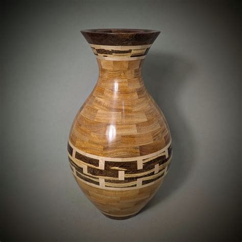 Segmented Wooden Vase Etsy
