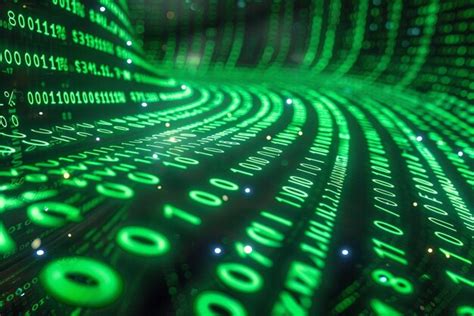 Green Digital Binary Data On Computer Screen Background Premium Ai Generated Image