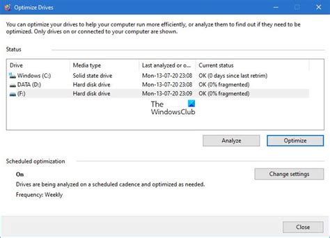 Optimize Drives Tool Shows Never Run Or Optimization Not Available