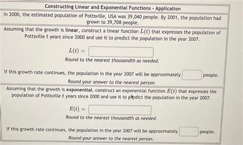 Solved Constructing Linear And Exponential Functions