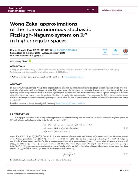 Pdf Wongzakai Approximations Of The Non Autonomous Stochastic