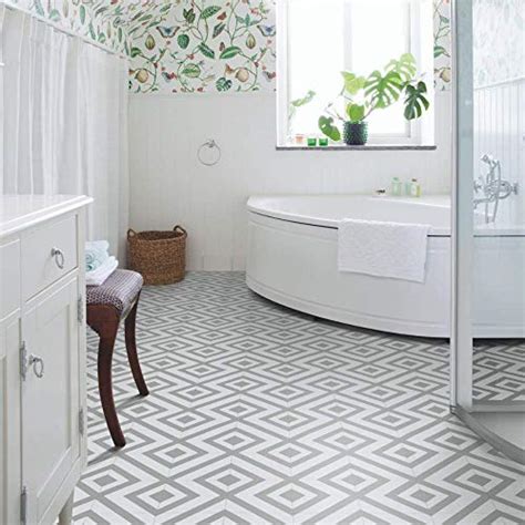 Geometric Grey And White Cushion Vinyl Flooring Sheet Lino Cairo 02 Sample Flooring Supplies
