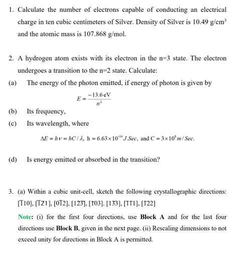 Solved 1 Calculate The Number Of Electrons Capable Of Chegg Com