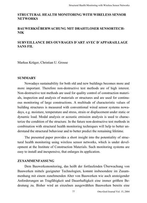 Pdf Structural Health Monitoring With Wireless Sensor Networks