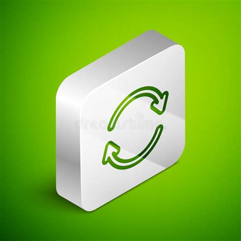 Isometric Line Refresh Icon Isolated On Green Background Reload Symbol Rotation Arrows In A