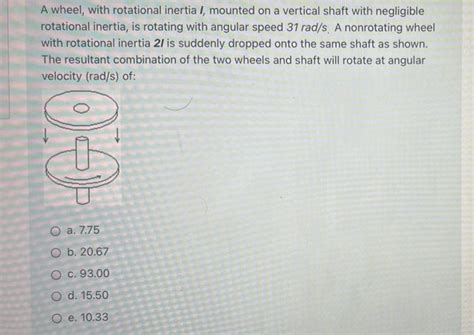 Solved A Wheel With Rotational Inertia I Mounted On A Chegg Com