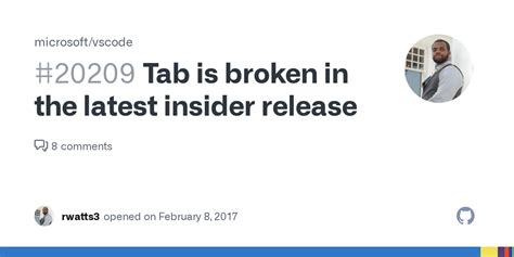 tab is broken in the latest insider release · issue 20209 · microsoft vscode · github