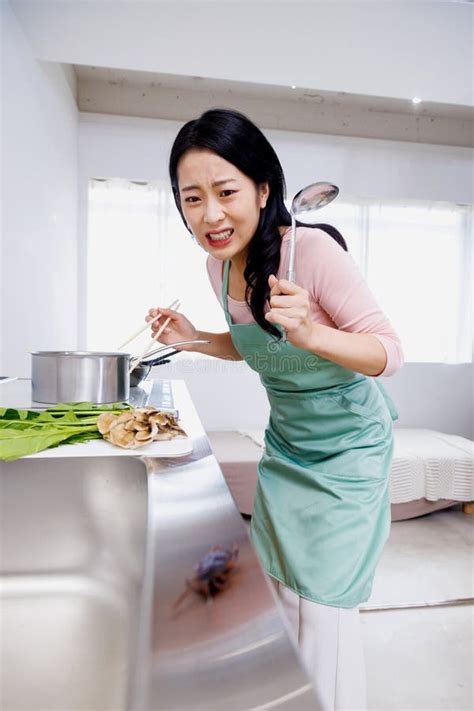 Shocked To See A Cockroach In The Kitchen Stock Image Image Of