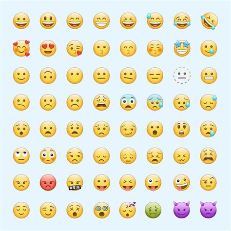 귀여운 Whatsapp 이모티콘 세트의 벡터 만화 일러스트 레이 션 프리미엄 벡터