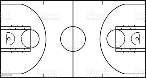 농구 코트 흰색 배경에 고립입니다 상위 뷰 벡터 일러스트입니다 코트 스포츠 경기장에 대한 스톡 벡터 아트 및 기타 이미지