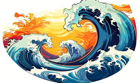 Premium Photo Ocean Wave Sun Clouds Blue Yellow Abstract Ocean Wave