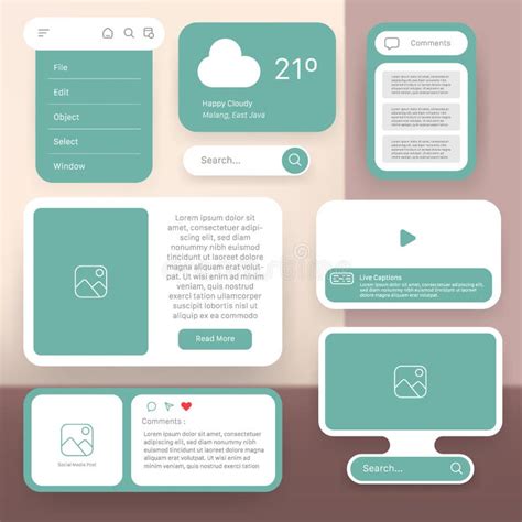 Modern Web Ui Kit With Widgets And Interface Elements Stock Vector Illustration Of Video