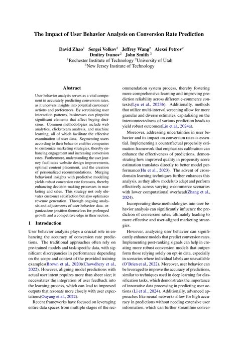 Pdf The Impact Of User Behavior Analysis On Conversion Rate Prediction