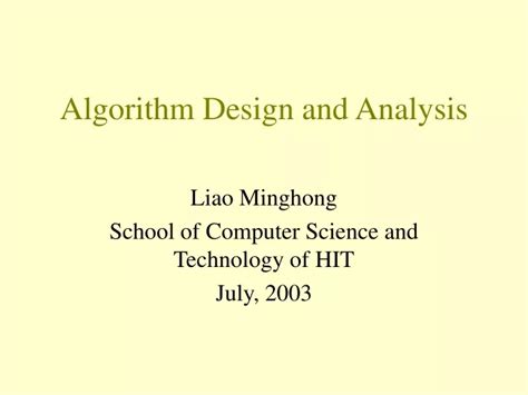 Ppt Algorithm Design And Analysis Powerpoint Presentation Free