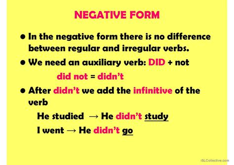 Negative Past Simple Verbs