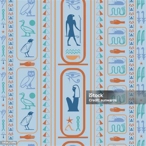 상형 문자 이집트 언어 기호 텍스처입니다 반복 민족 패션 일러스트 고고학에 대한 스톡 벡터 아트 및 기타 이미지 고고학 고대 문명 고대의 Istock