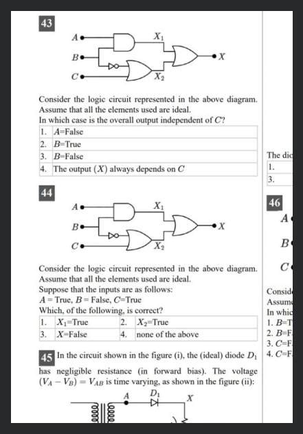 44 Consider The Logic Circuit Represented In The Above Diagram Assume Th