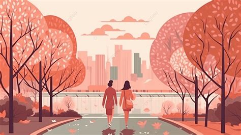 공원에서 산책하는 두 여자 도시 정원 걷다 배경 일러스트 및 사진 무료 다운로드 Pngtree