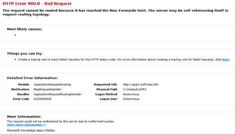 application request routing arr self referencing itself 400 or 502 3 the best c
