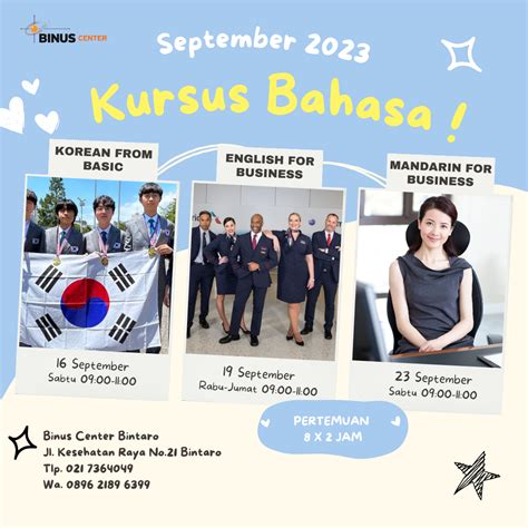 kursus bahasa paling lengkap jadwal september 2023 binus center