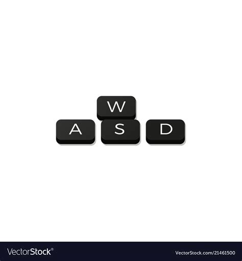 Wasd Key Combination W A S D Game Move Keyboard Vector Image
