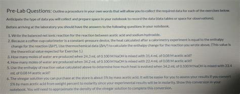 Solved Pre Lab Questions Outline A Procedure In Your Own Chegg