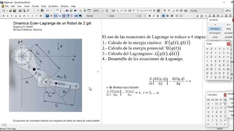 Modelo dinámico de un robot de 2 GDL en Mathcad YouTube