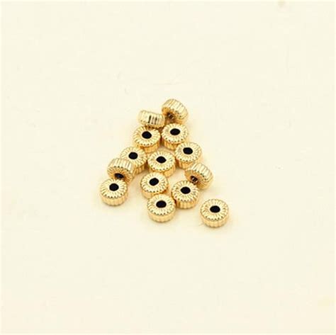 14k Gold Filled Corrugated Straight Rondelle Beads For Diy Gold Filled
