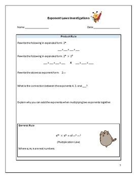 Exponent Laws Guided Investigation Full Independent Lesson TPT