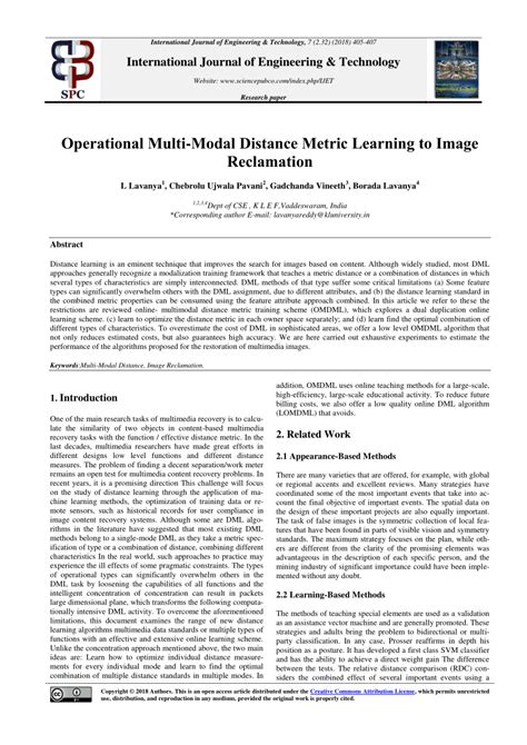Pdf Operational Multi Modal Distance Metric Learning To Image Reclamation
