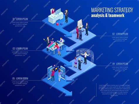 아이소메트릭 프레 젠 테이 션 비즈니스 인포 그래픽 템플릿입니다 비즈니스 데이터 시각화 디지털 마케팅 전략 마케팅 기술 프로세스 차트 인포그래픽을 위한