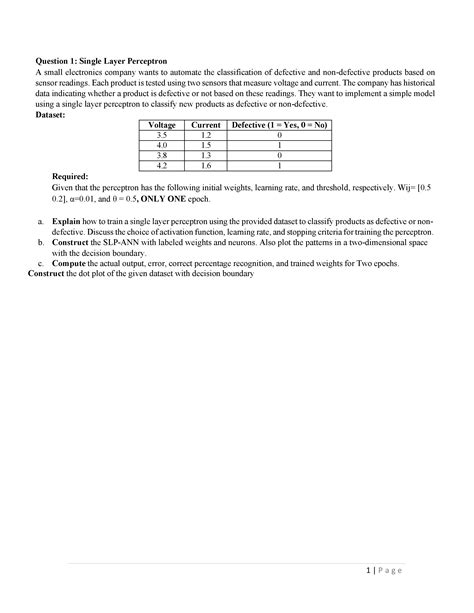 Question 1 Single Layer Perceptron A Small