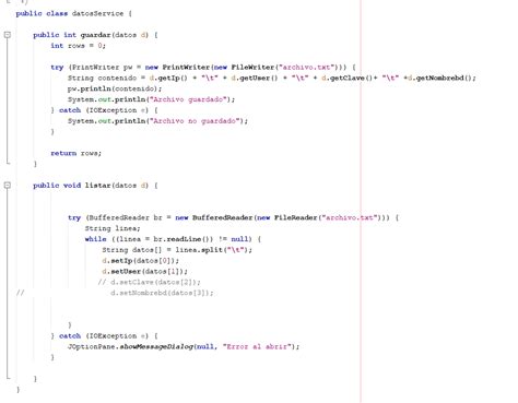 Java COMO INGRESAR LA IP USER CLAVE NOMBRE DESDE UNA INTERFAZ Y GUARDARLA EN UN TXT