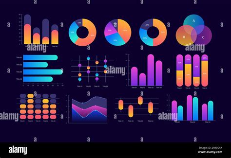 Business Statistics And Analytics Infographic Chart Design Template Set For Dark Theme Stock